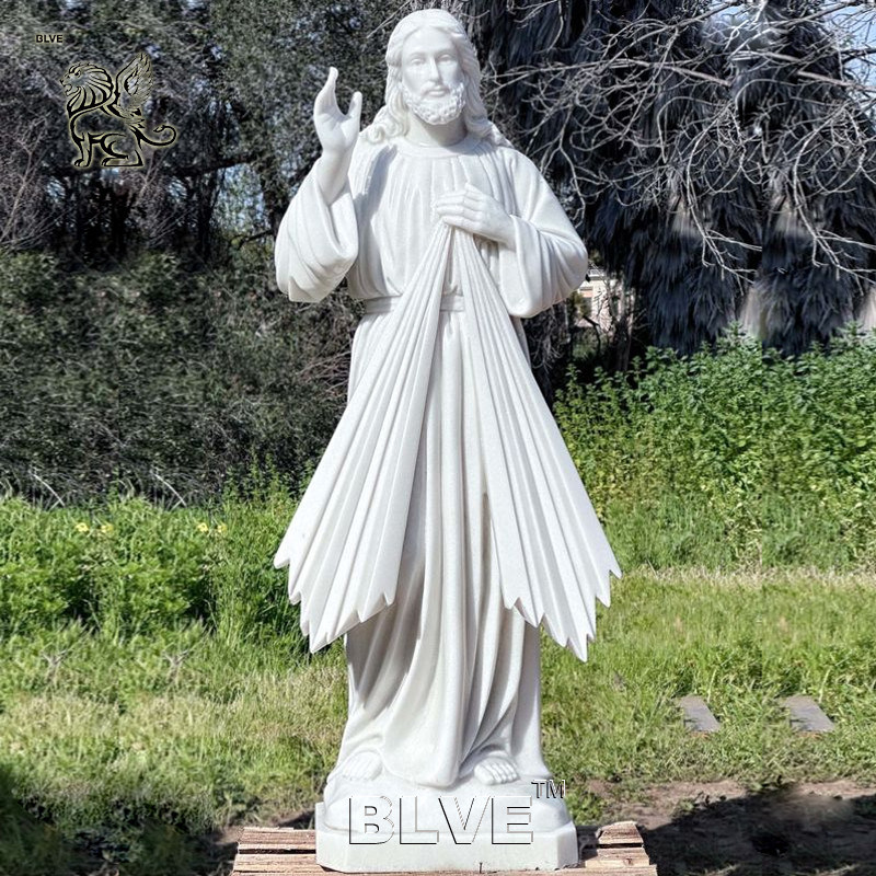 White Marble Divine Mercy Statue Of Jesus Sacred Heart Jesus Sculpture ...
