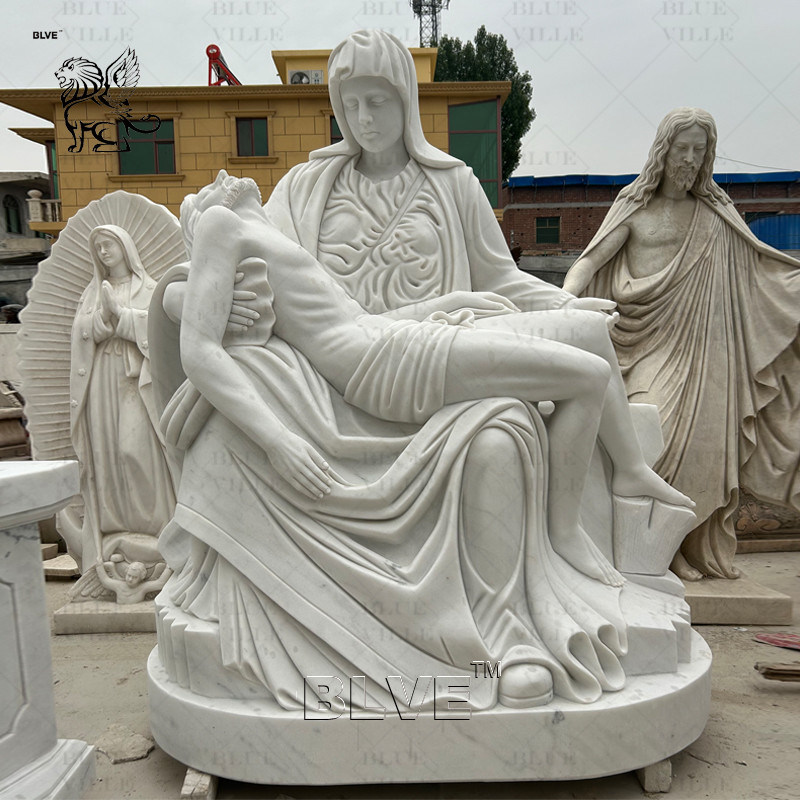 Marble Virgin Mary Statue Religious Pieta Sculpture Mourning Christ ...