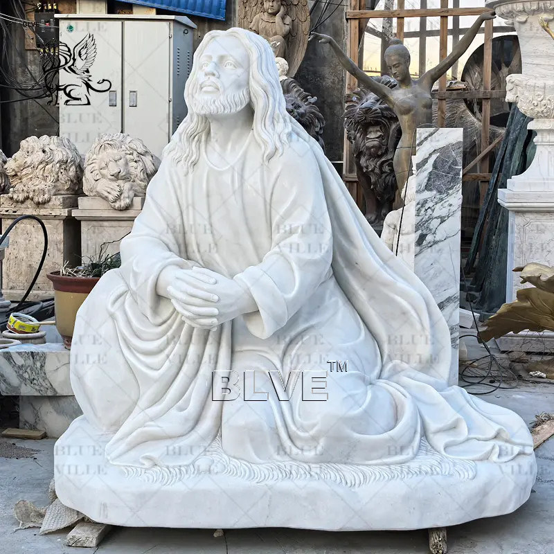 White Marble Jesus Statue Life Size Hand Carved Natural Stone Jesus ...