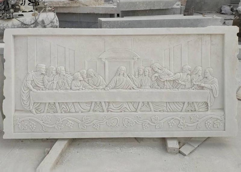 Marble Last Dinner Relief 3D Stone Last Supper Wall Sculpture Religious ...