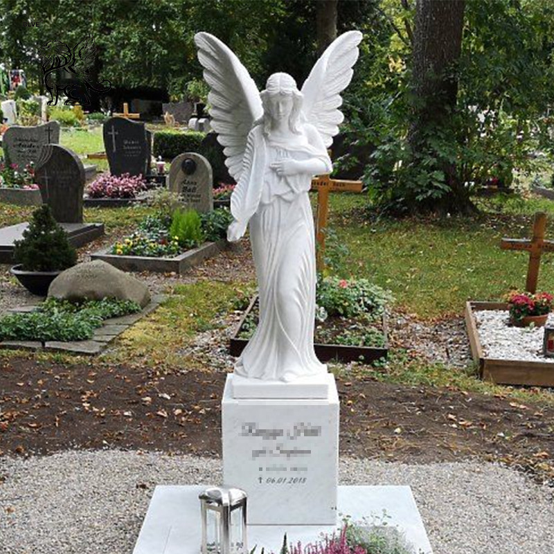 Life Size Cemetery Angel Statues Monument White Marble Sculpture Custom ...