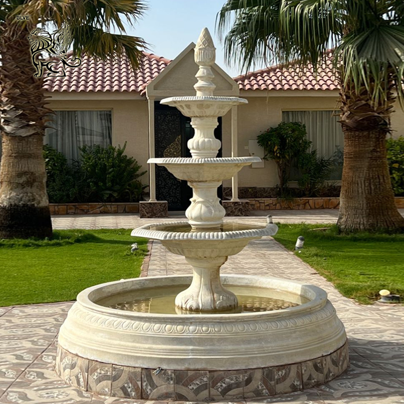 Marble Front Yard Fountain Stone 3 Tier Garden Water Fountains Large ...